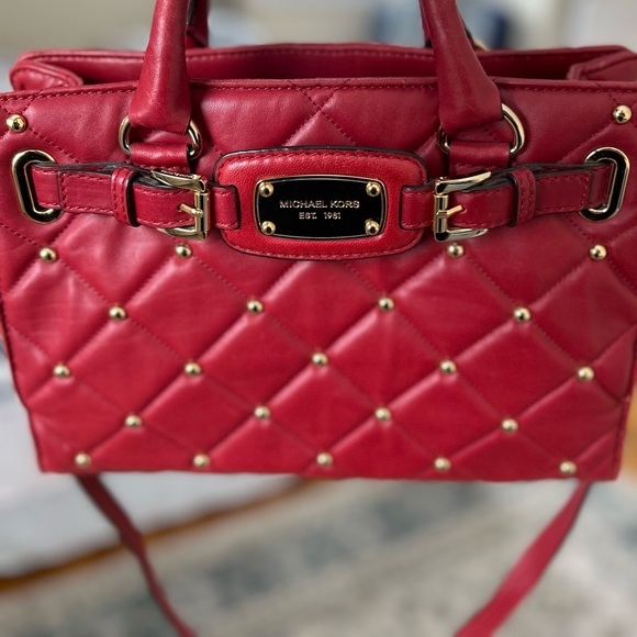Michael Kors | Bags | Michael Kors Red Quilted Womens Bag | Poshmark